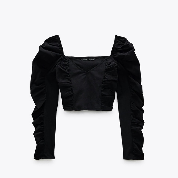 Zara | Tops | Zara Ruched Crop Top | Poshmark